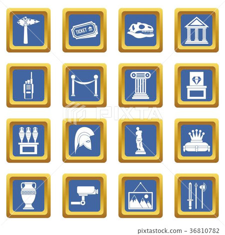 Museum icons set blue - Stock Illustration [36810782] - PIXTA