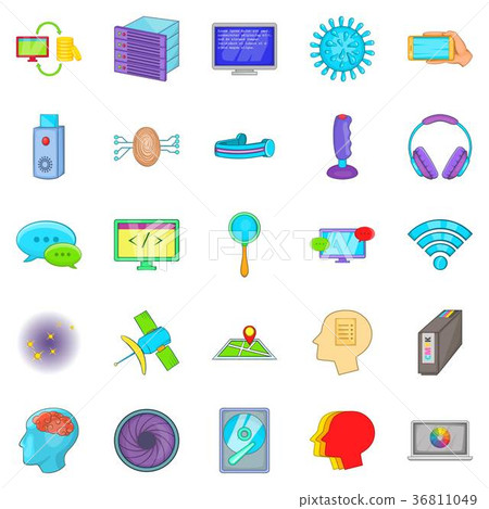 Get information icons set, cartoon style - Stock Illustration [36811049 ...