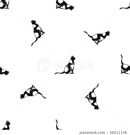 Sitting cat pattern seamless black - Stock Illustration [36811136] - PIXTA