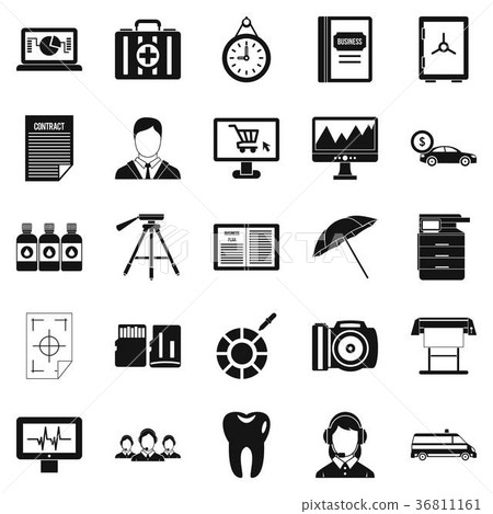 Branch office icons set, simple style - Stock Illustration [36811161 ...