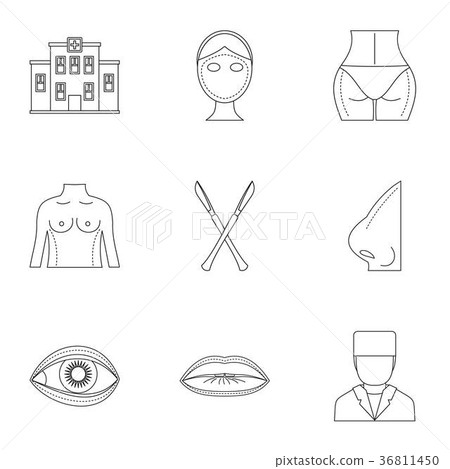 Cosmetic surgery icon set, outline style - Stock Illustration [36811450 ...
