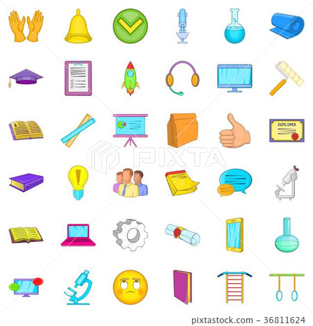 Elearning icons set, cartoon style - Stock Illustration [36811624] - PIXTA