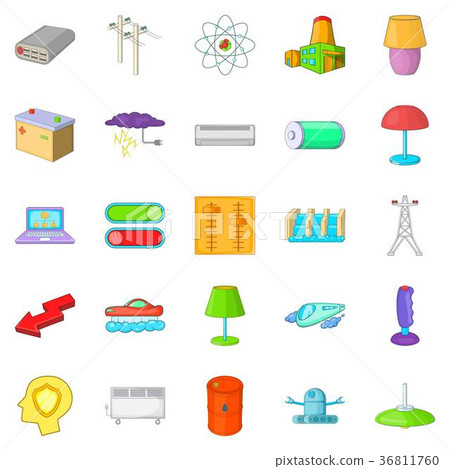 Power transmission icons set, cartoon style - Stock Illustration ...