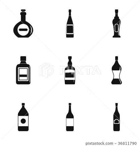 Types of bottle icon set, simple style - Stock Illustration [36811790 ...