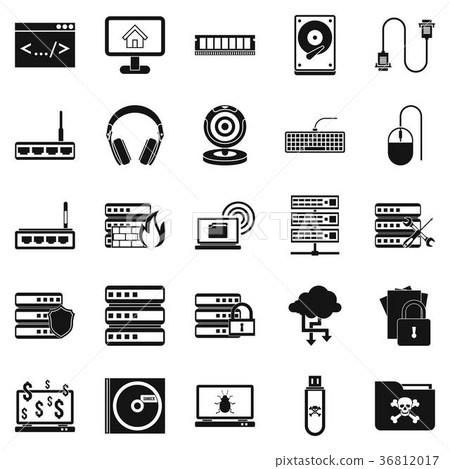 Command line icons set, simple style - Stock Illustration [36812017 ...