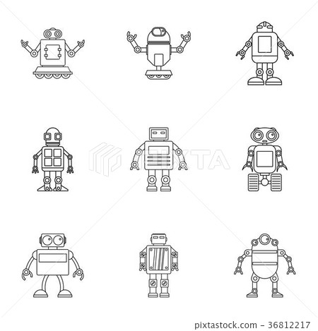 Cyborg icons set, outline style - Stock Illustration [36812217] - PIXTA