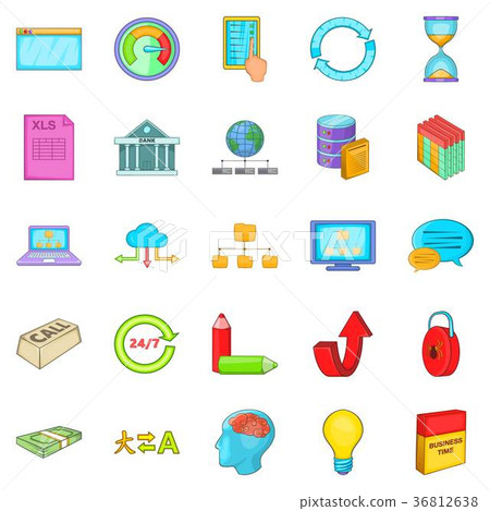 Sale of data icons set, cartoon style - Stock Illustration [36812638 ...