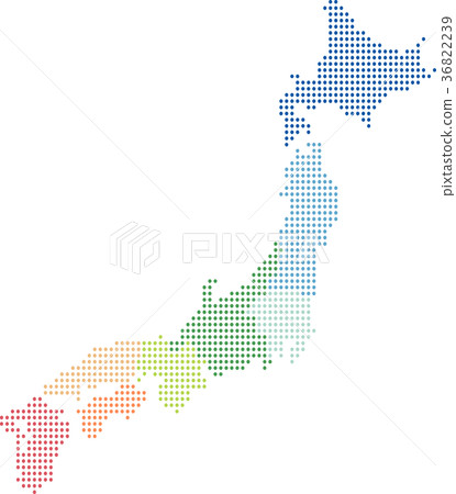 Color dot Japan map by region - Stock Illustration [36822239] - PIXTA