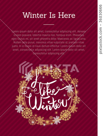 I Like Winter Poster in Frame Made of Snowflakes - Stock Illustration ...