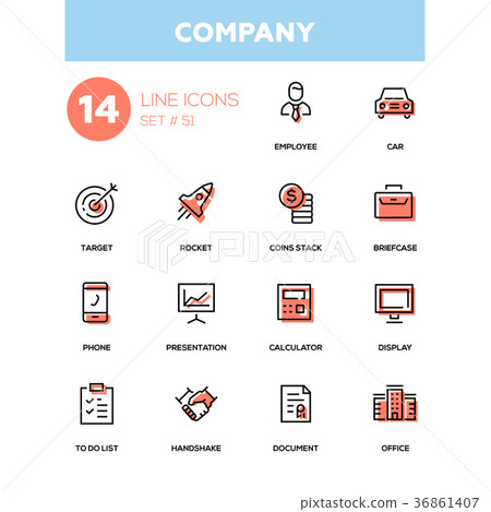 Business concept, company - line design icons set - Stock Illustration ...