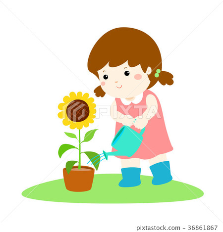 Girl planting tree cartoon vector. - Stock Illustration [36861867] - PIXTA