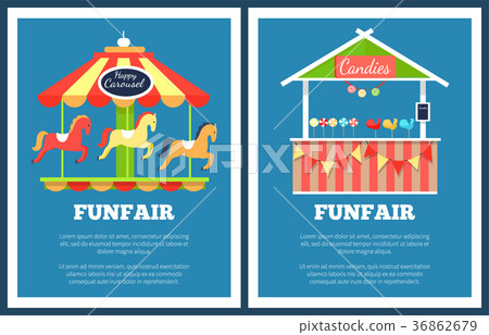 Funfair Set of Two Posters Vector Illustration - Stock Illustration ...