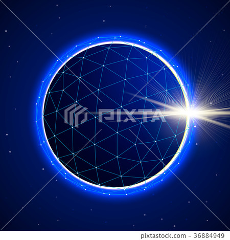 Abstract Sphere in Space with Eclipse - Stock Illustration [36884949 ...