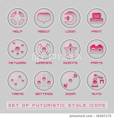 Set of Futuristic User Interface Icons - Stock Illustration [36885270 ...