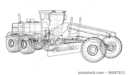 Road grader. Vector - Stock Illustration [36897831] - PIXTA