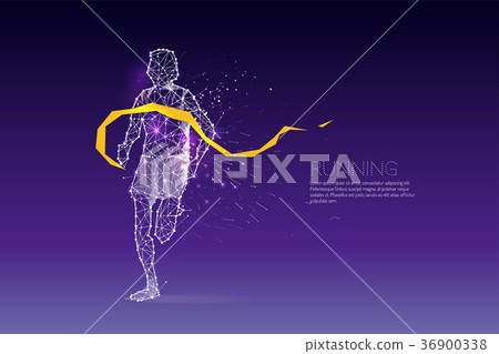 geometric art, line and dot of Human running. - Stock Illustration ...