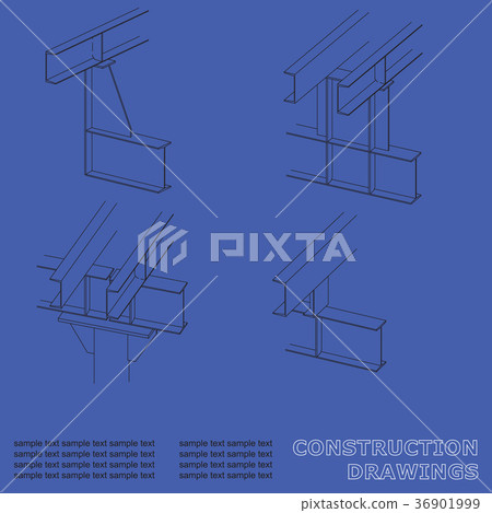 Construction drawings. 3D metal construction - Stock Illustration ...