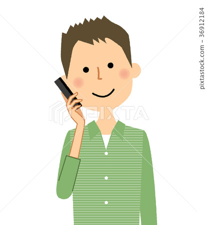 Young man dad phone - Stock Illustration [36912184] - PIXTA