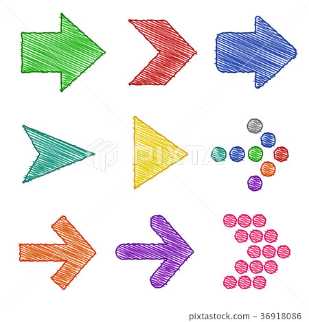 Colorful Arrow pen shading sets - Stock Illustration [36918086] - PIXTA