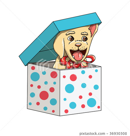 Happy New Year Labrador Retriever Puppy Present - Stock Illustration ...