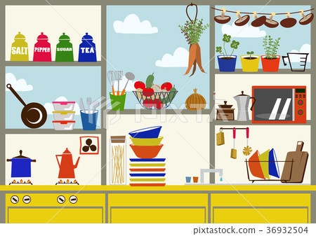Kitchen icon material collection. Image of the... - Stock Illustration ...