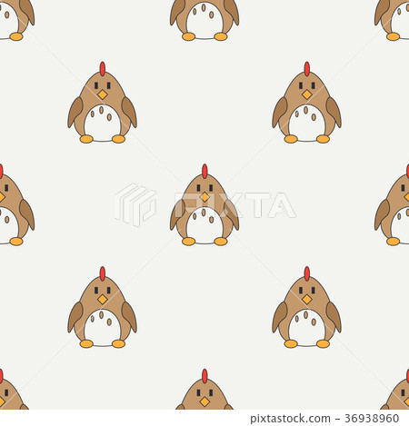 Flat line color vector seamless pattern cute - Stock Illustration ...