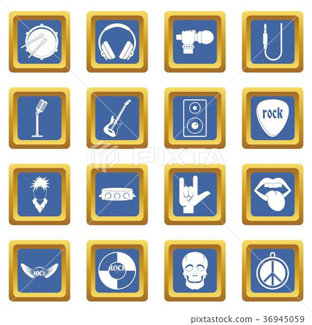 Rock music icons set blue - Stock Illustration [36945059] - PIXTA