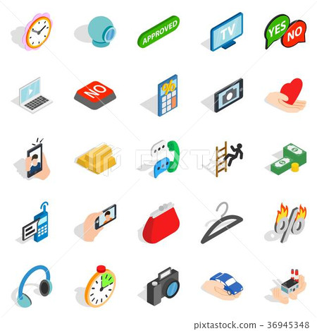 Mobile operator icons set, isometric style - Stock Illustration ...