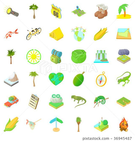 Nature rest icons set, cartoon style - Stock Illustration [36945487 ...