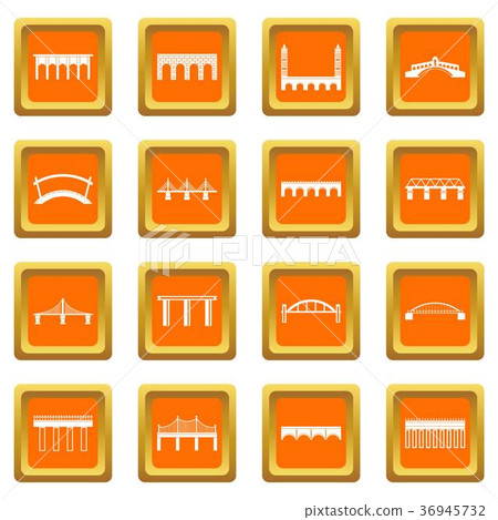 Bridge set icons set orange - Stock Illustration [36945732] - PIXTA