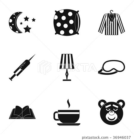 Sleep symbols icon set, simple style - Stock Illustration [36946037 ...