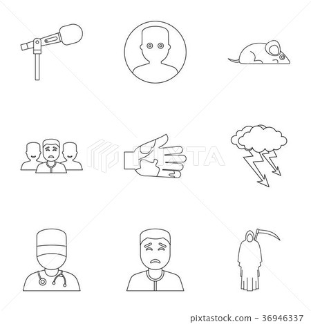 Fear icon set, outline style - Stock Illustration [36946337] - PIXTA