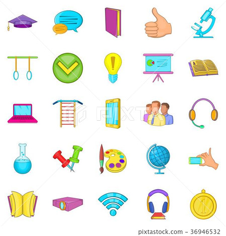Excellent pupil icons set, cartoon style - Stock Illustration [36946532 ...