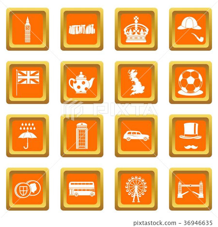 Great Britain icons set orange - Stock Illustration [36946635] - PIXTA