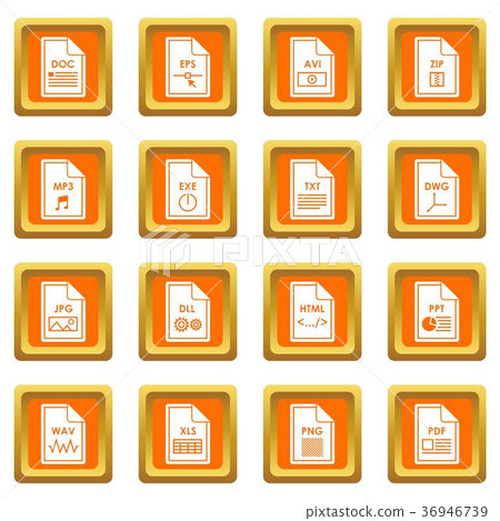 File format icons set orange - Stock Illustration [36946739] - PIXTA