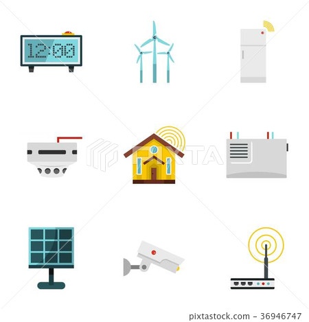Smart home devices icon set, flat style - Stock Illustration [36946747 ...