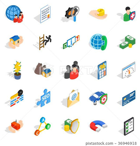 Contact us icons set, isometric style - Stock Illustration [36946918 ...