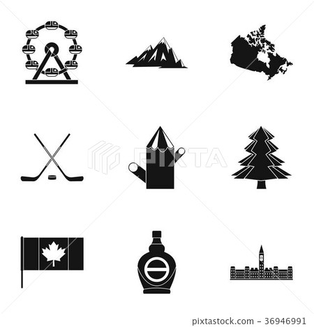 Canadian symbols icon set, simple style - Stock Illustration [36946991 ...