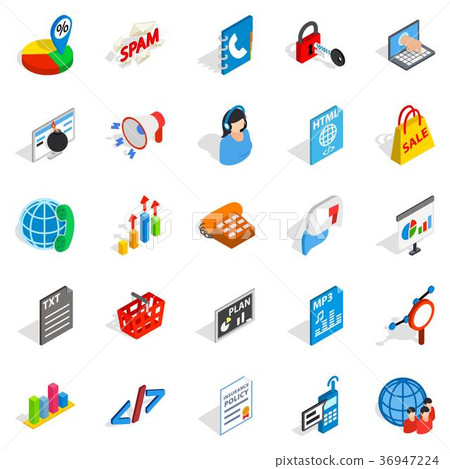 Notification icons set, isometric style - Stock Illustration [36947224 ...