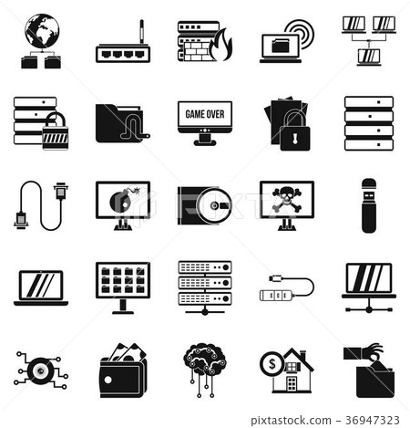 Optical drive icons set, simple style - Stock Illustration [36947323 ...