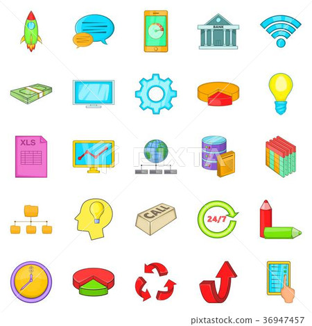 Remote server icons set, cartoon style - Stock Illustration [36947457 ...