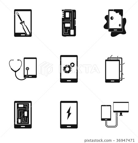 Device repair icon set, simple style - Stock Illustration [36947471 ...