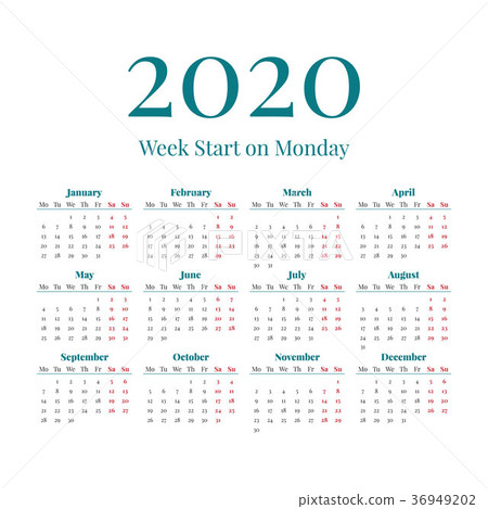 Simple 2020 year calendar - Stock Illustration [36949202] - PIXTA
