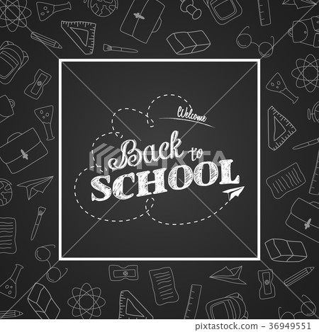 Back to school doodles in chalkboard background - Stock Illustration ...
