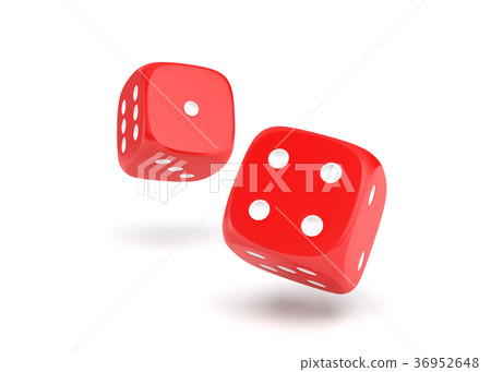 3d rendering of two red dice hanging on a white - Stock Illustration ...