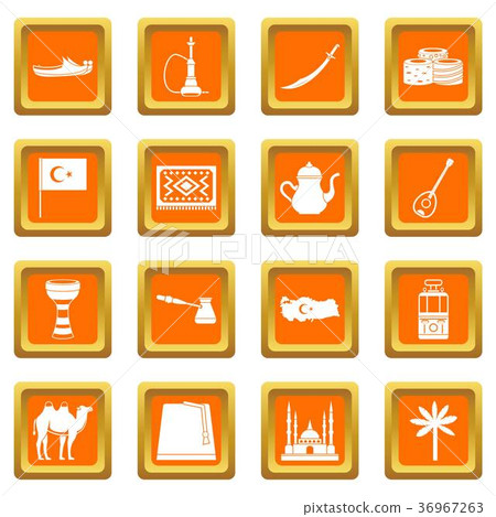 Turkey travel icons set orange - Stock Illustration [36967263] - PIXTA