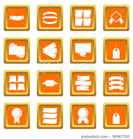 Different colorful labels icons set orange - Stock Illustration ...