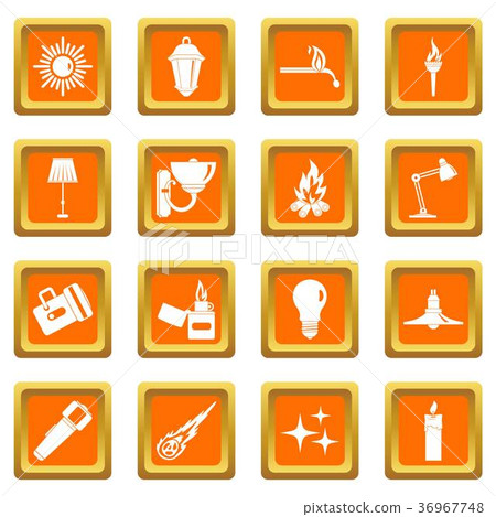 Light source symbols icons set orange - Stock Illustration [36967748 ...