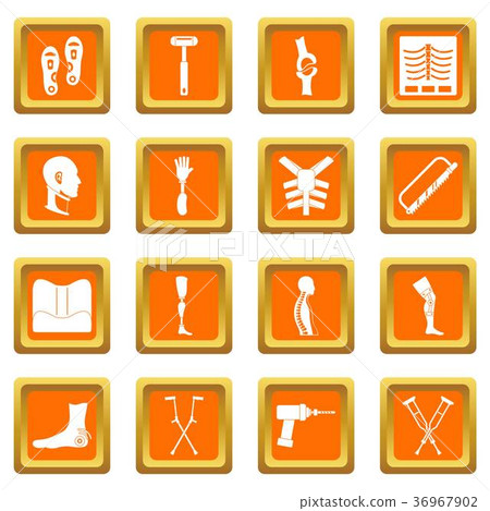 Orthopedics prosthetics icons set orange - Stock Illustration [36967902 ...