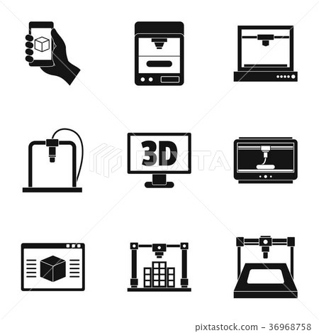 3d printer icon set, simple style - Stock Illustration [36968758] - PIXTA